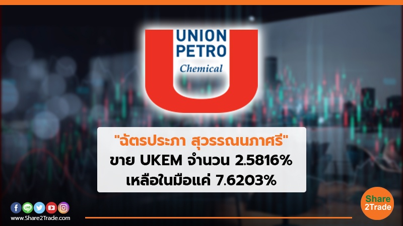 "ฉัตรประภา สุวรรณนภาศรี" ขาย UKEM จำนวน 2.5816% เหลือในมือแค่ 7.6203% | Share2Trade